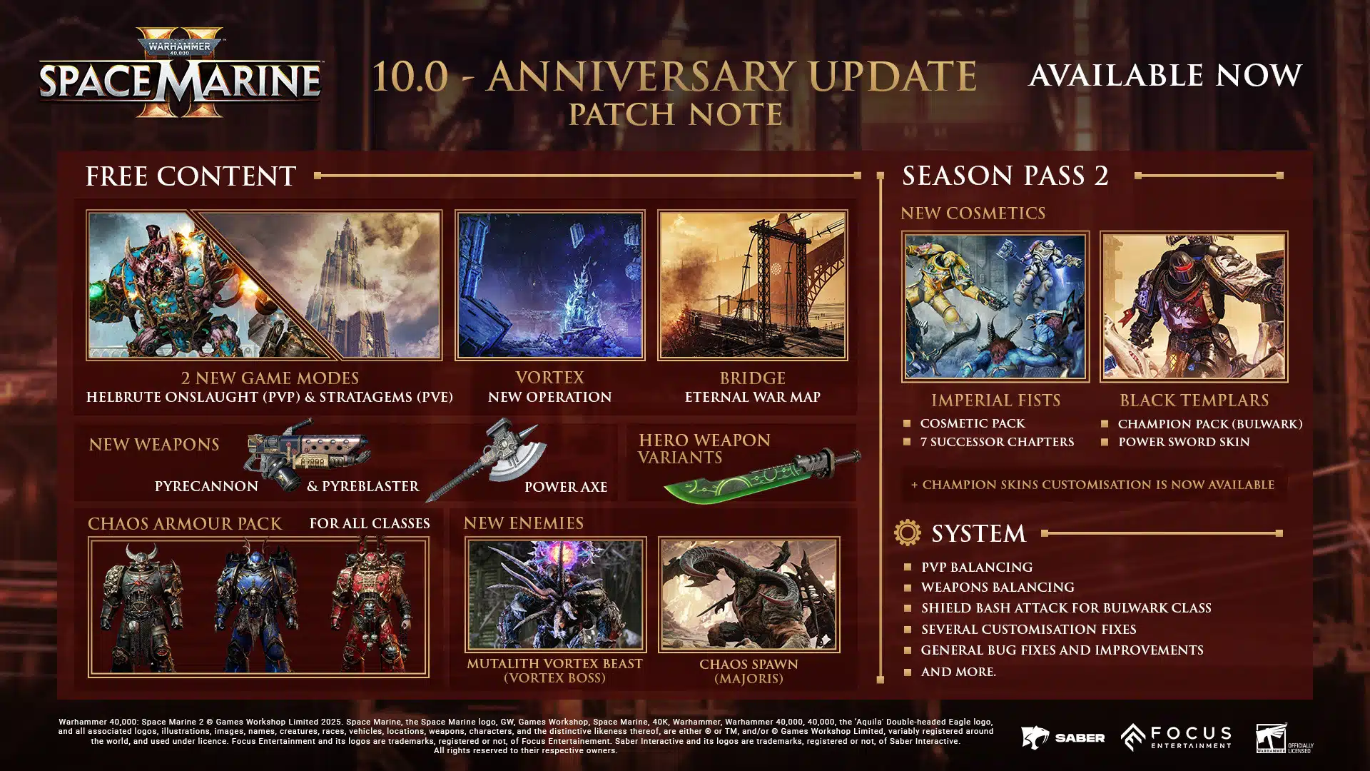 Space Marine 2 Anniversary Update Version 1.010 Patch Notes